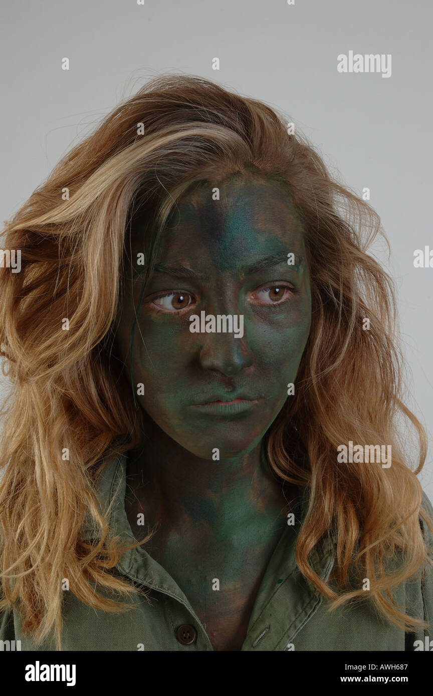 girl with green face dsc 8134 Stock Photo - Alamy