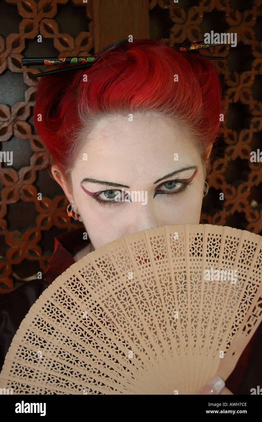 young european goth dressed as japanese geisha girl dsc 7103 Stock ...