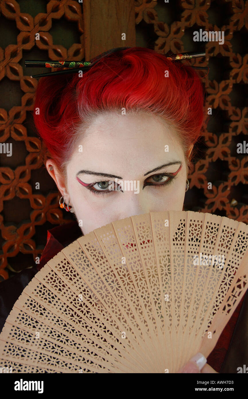 young european goth dressed as japanese geisha girl dsc 7105 Stock ...