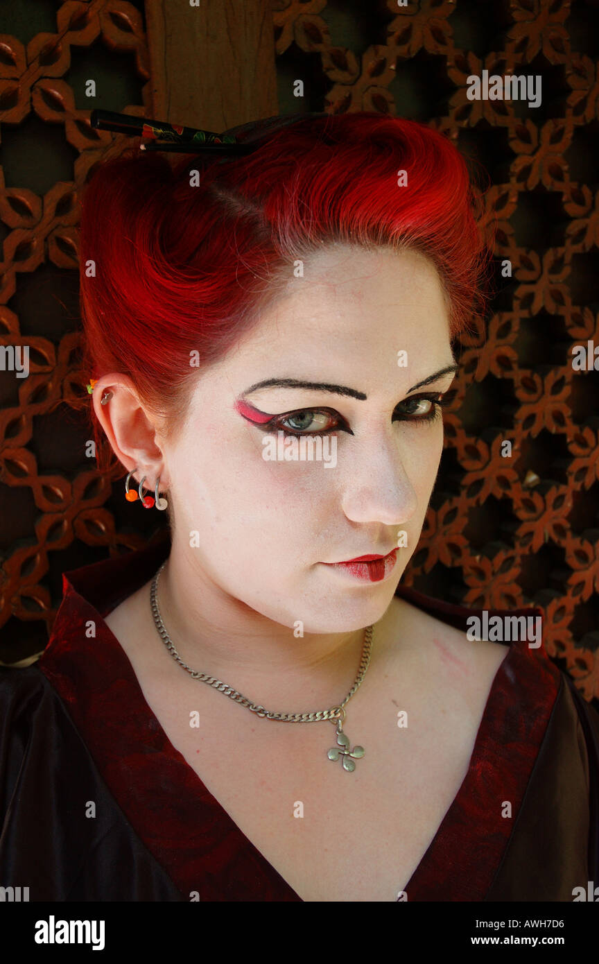 young european goth dressed as japanese geisha girl dsc 7106 Stock ...