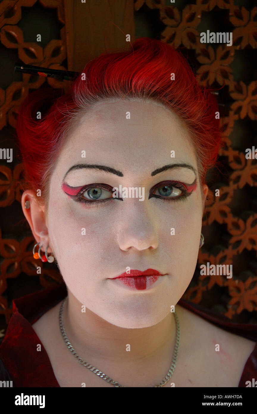 young european goth dressed as japanese geisha girl dsc 7108 Stock ...