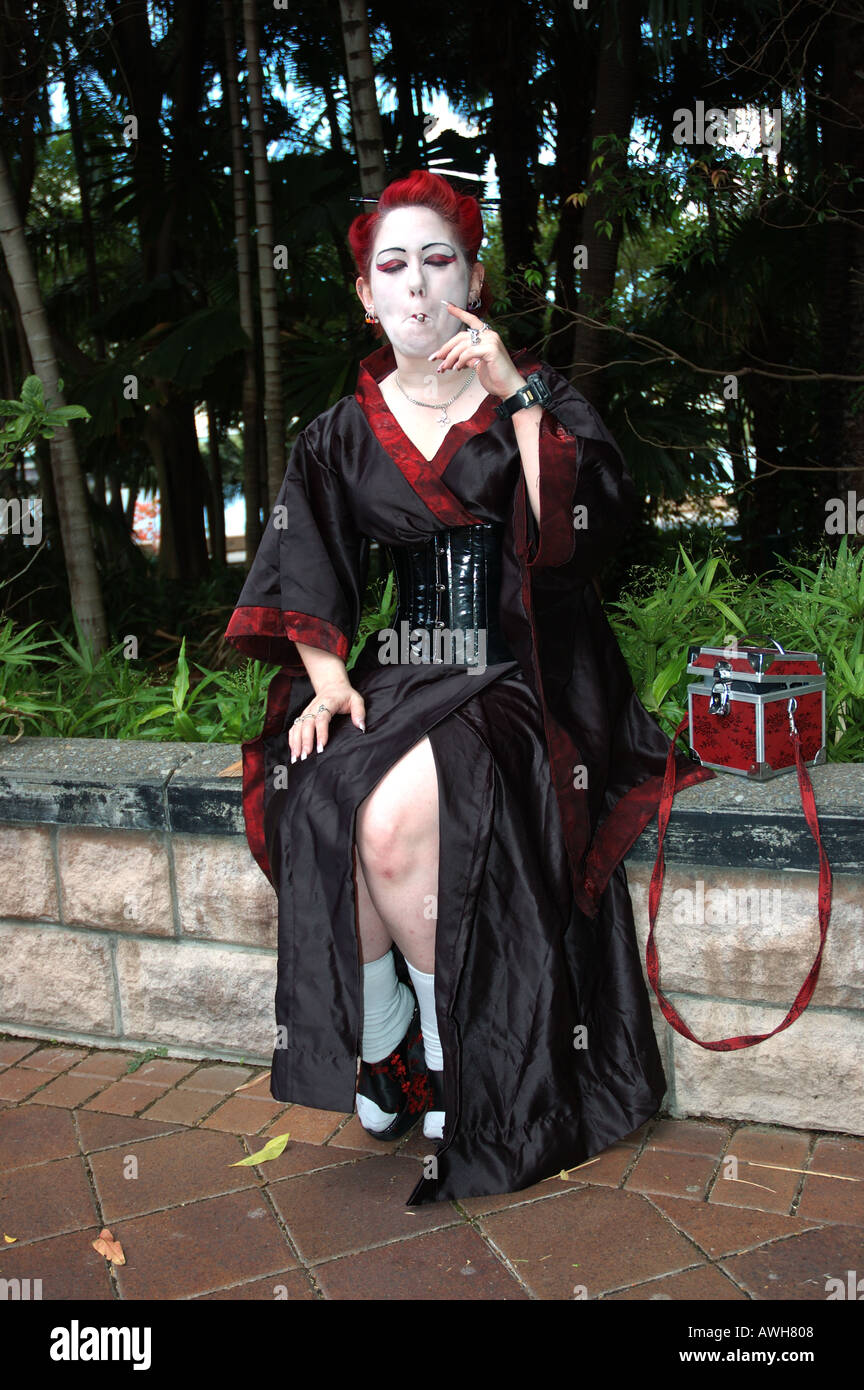 young European Goth dressed as Japanese geisha girl dsc 7127 Stock ...