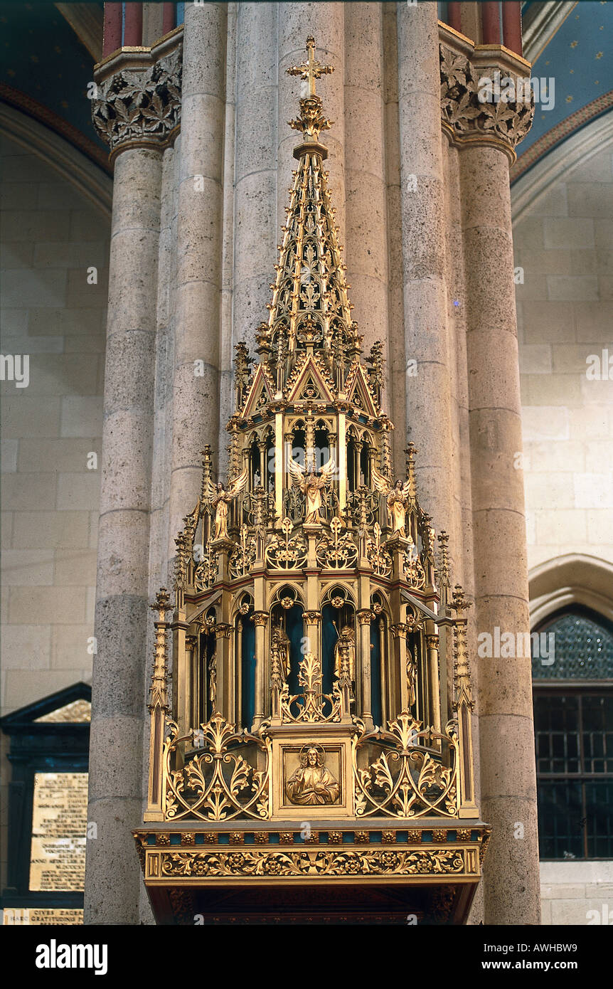 Croatia, Zagreb, Cathedral of St Stephen, central nave with arcade ...