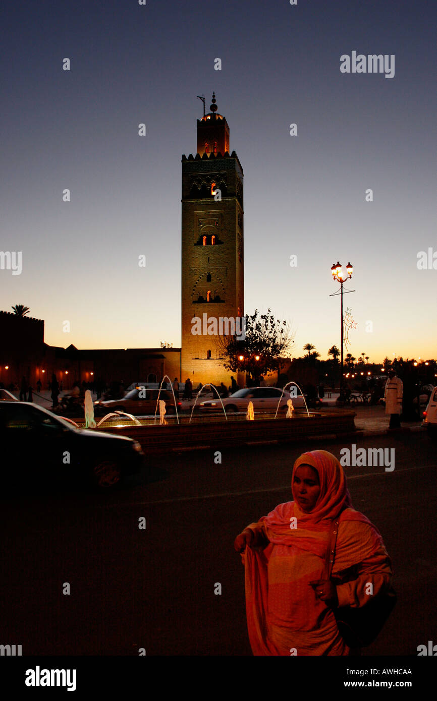 Morocco Central Morocco Marrakesh The Koutoubia Mosque and busy Avenue ...