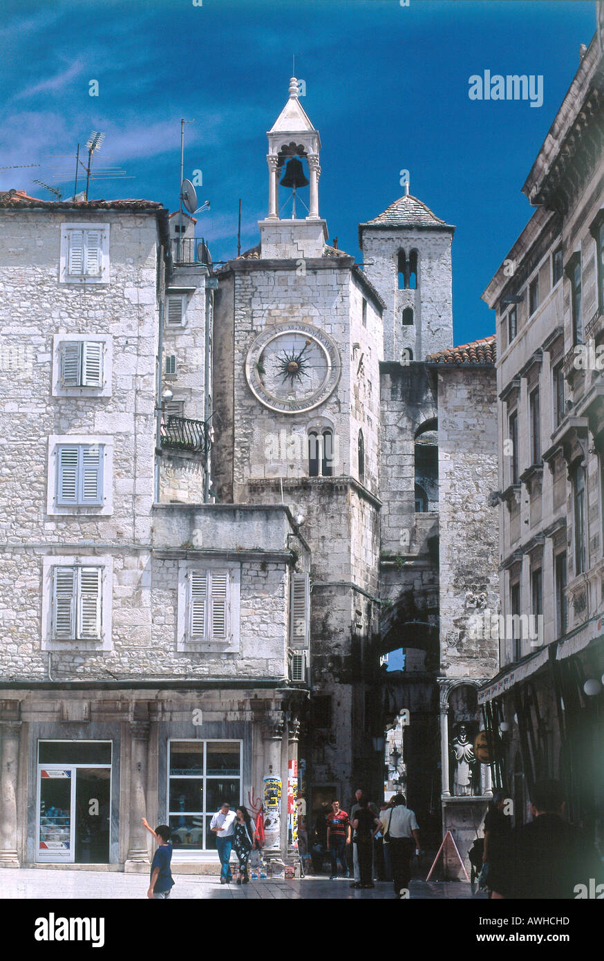 Croatia, Dalmatia, Split, Palace of Diocletian, Iron Gate and Clock ...