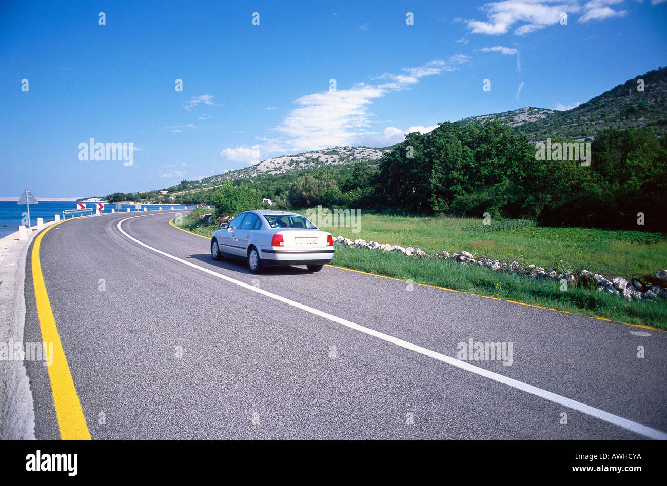 Car traveling along magistrala coastal highway hi-res stock photography ...