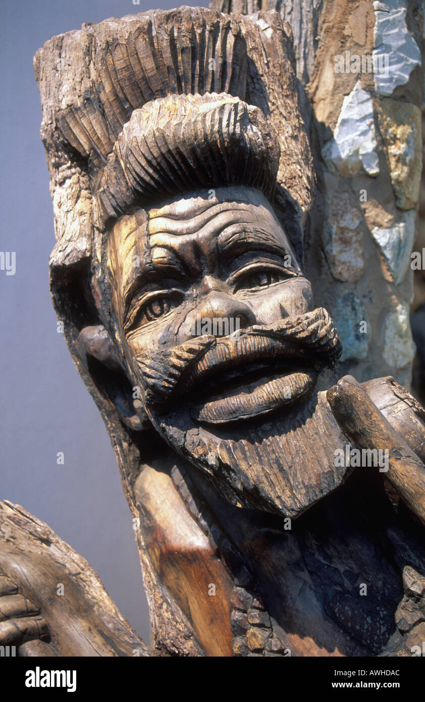 Native carving in wood, tribal village Victoria Falls, Zimbabwe Stock ...