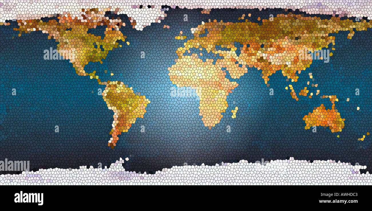 Mosaic world map hi-res stock photography and images - Alamy