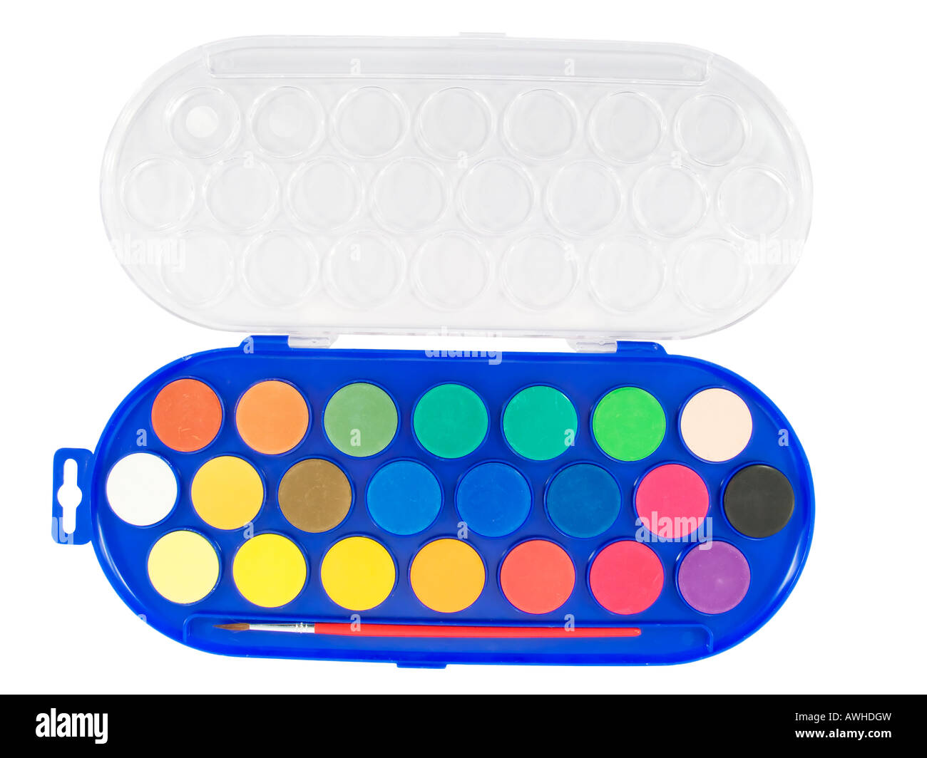 New watercolor box with brush Stock Photo - Alamy