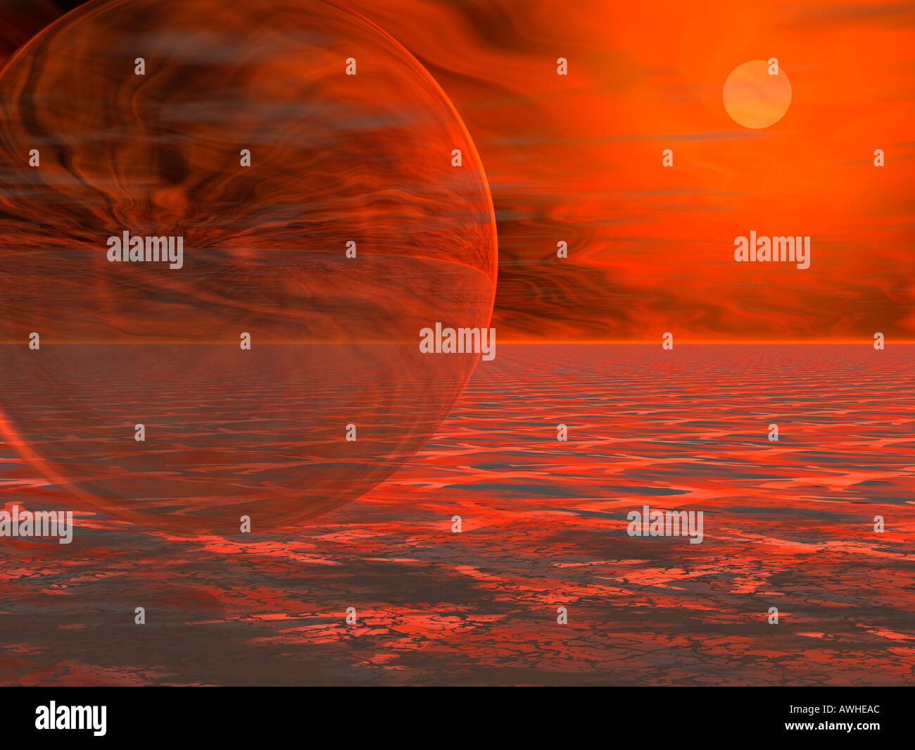 Graphical Illustration of a Sunset on Sphere Stock Photo - Alamy