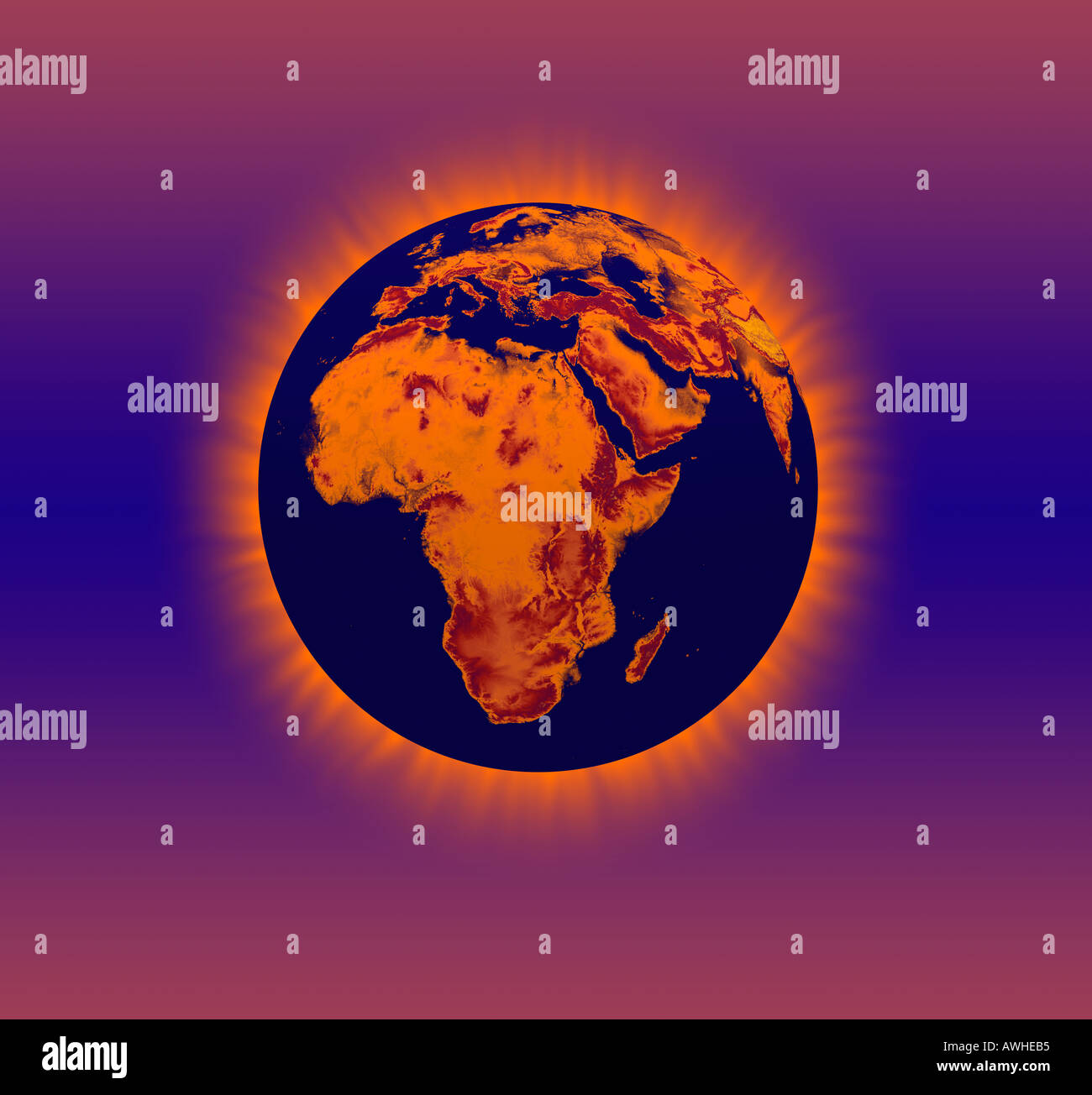 Conceptual Image of Global Warming, with Planet Earth Overheating Stock ...