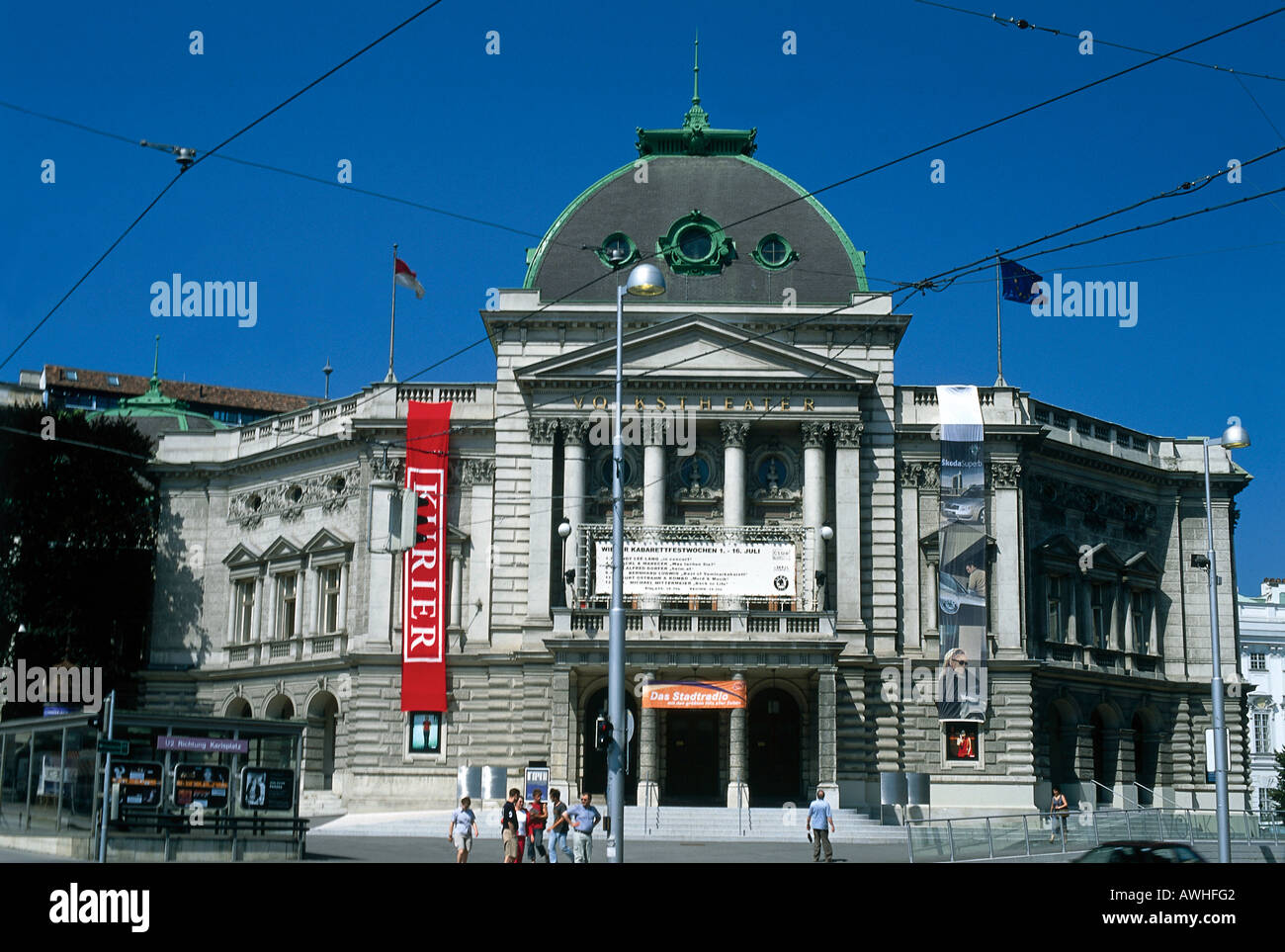 Austria, Vienna, Volkstheater, façade and entrance of People's Theater ...