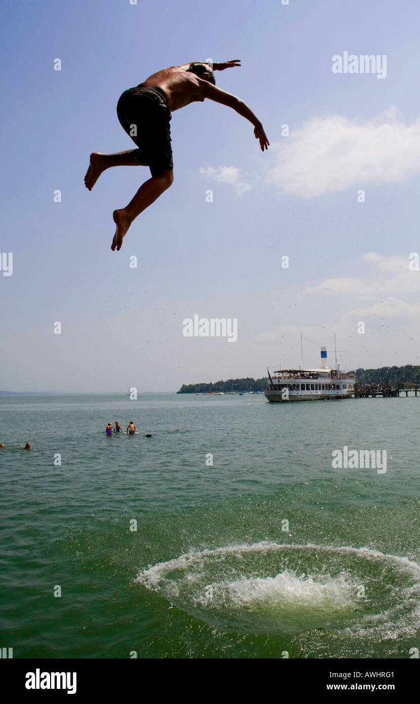 It is dangerous to dive and swim from the pier hi-res stock photography ...