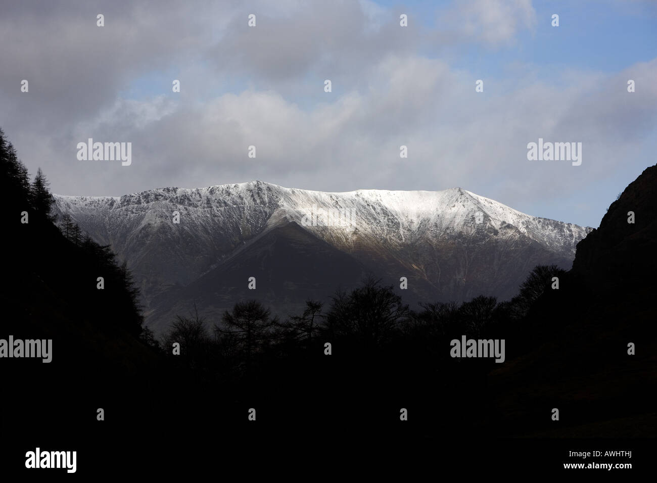 Snow covered mountain, Ambleside, Lake District, Cumbria Stock Photo ...