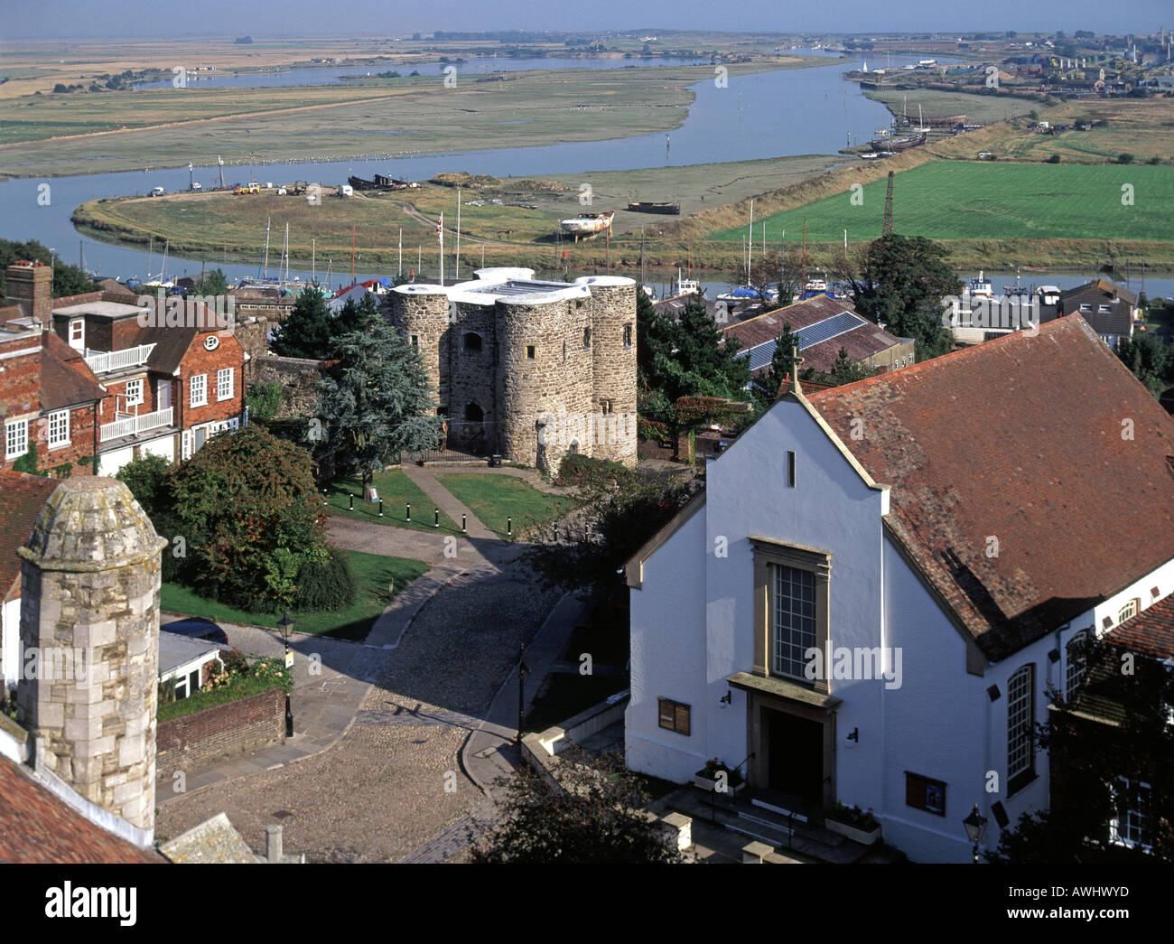 Rye cinque ports riverside landscape aerial view from above looking ...