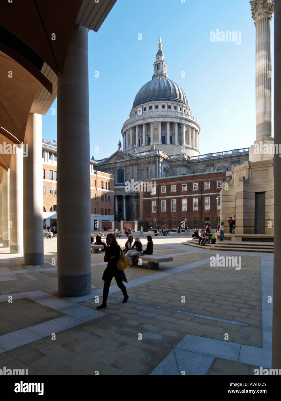 Paternoster square with St Pauls cathedral in the background London UK ...