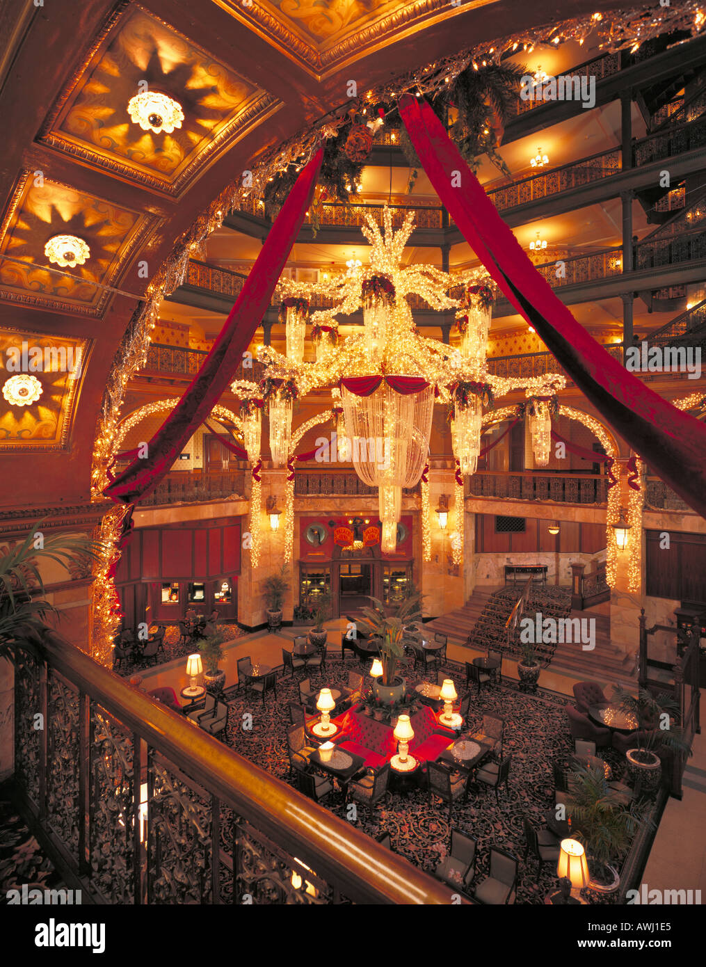Lobby of the Brown Palace Hotel in Denver Colorado Stock Photo - Alamy