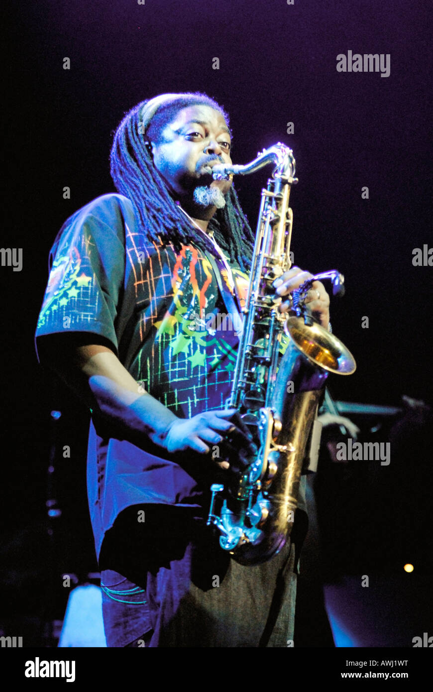 Courtney Pine playing tenor saxophone at The Opera House in Bournemouth ...