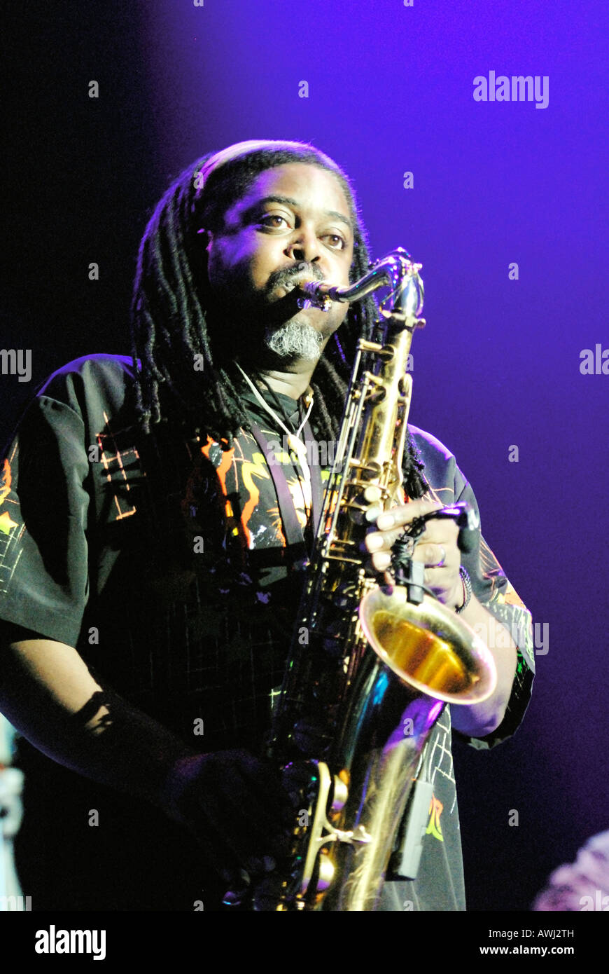 Courtney Pine playing tenor saxophone at The Opera House in Bournemouth ...