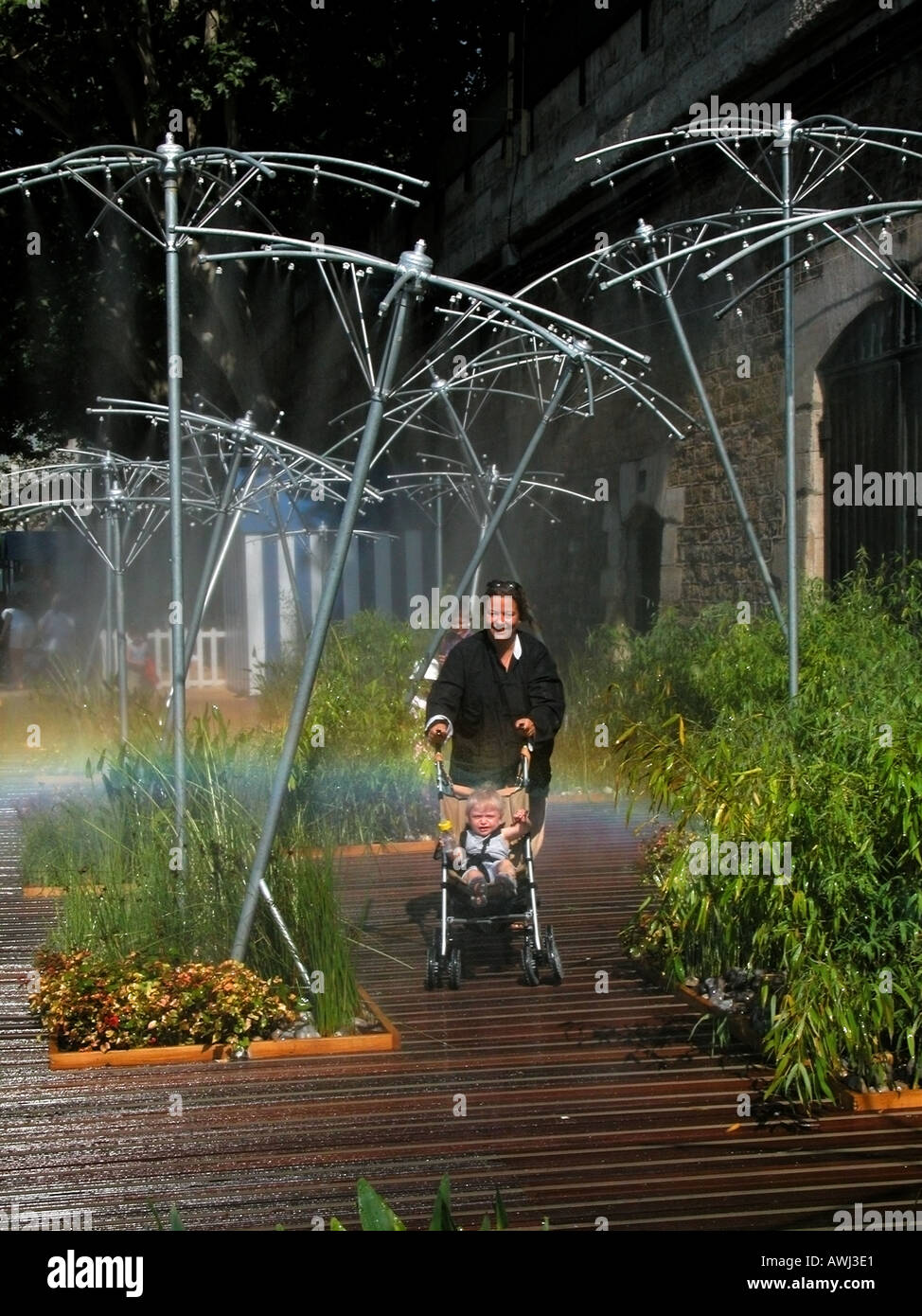 Water spray set up in the Paris-Plage summer amusement area Stock Photo ...