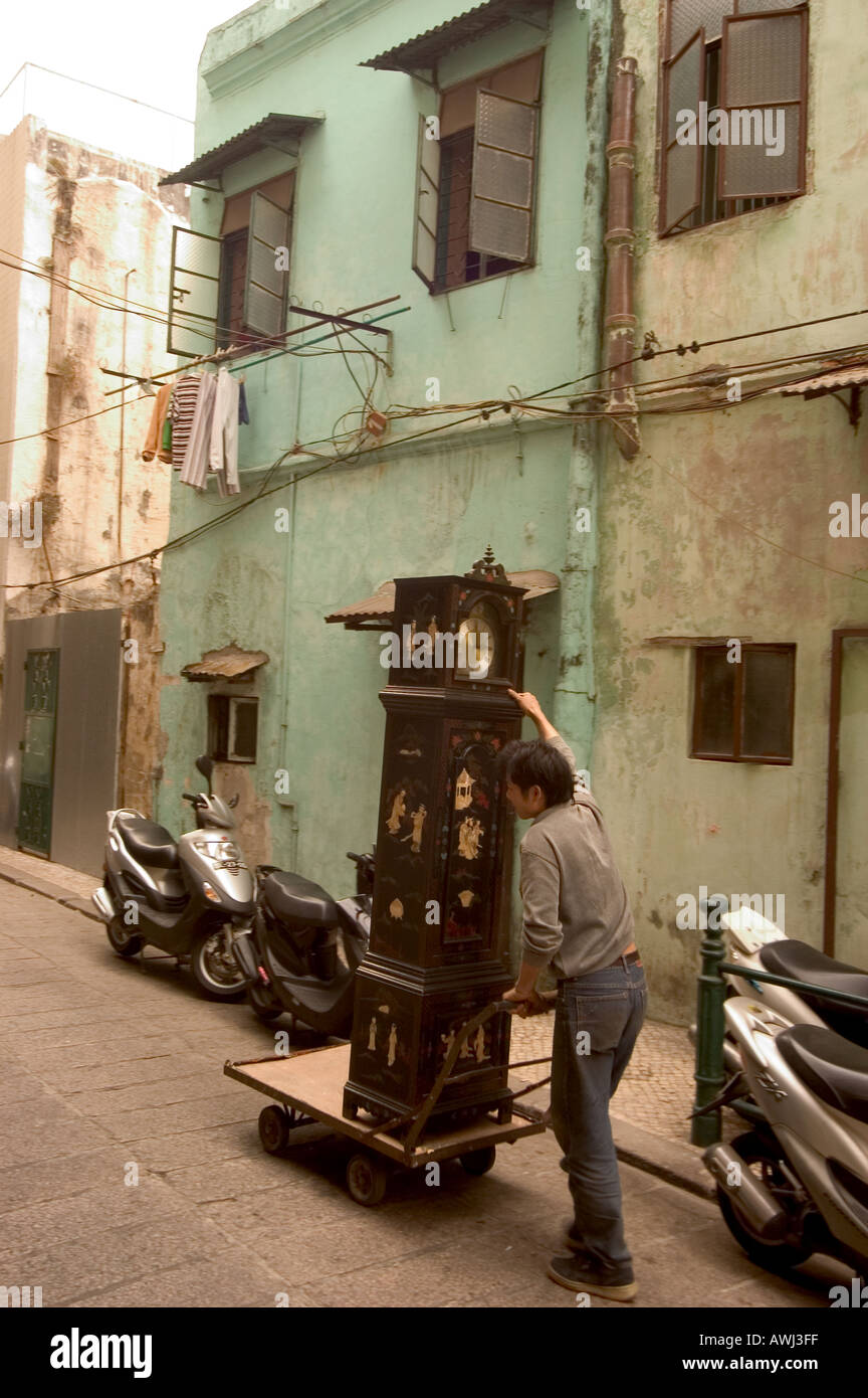 grandfather clock in colonial backstreets Macau Asia Stock Photo - Alamy