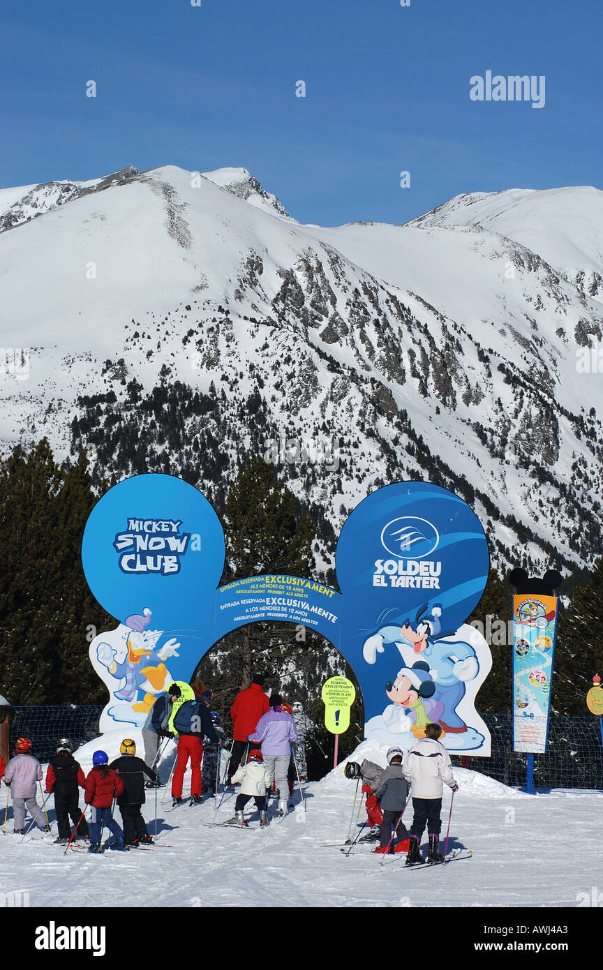 childrens ski school on the piste Soldeu ski resort Andorra Stock Photo ...