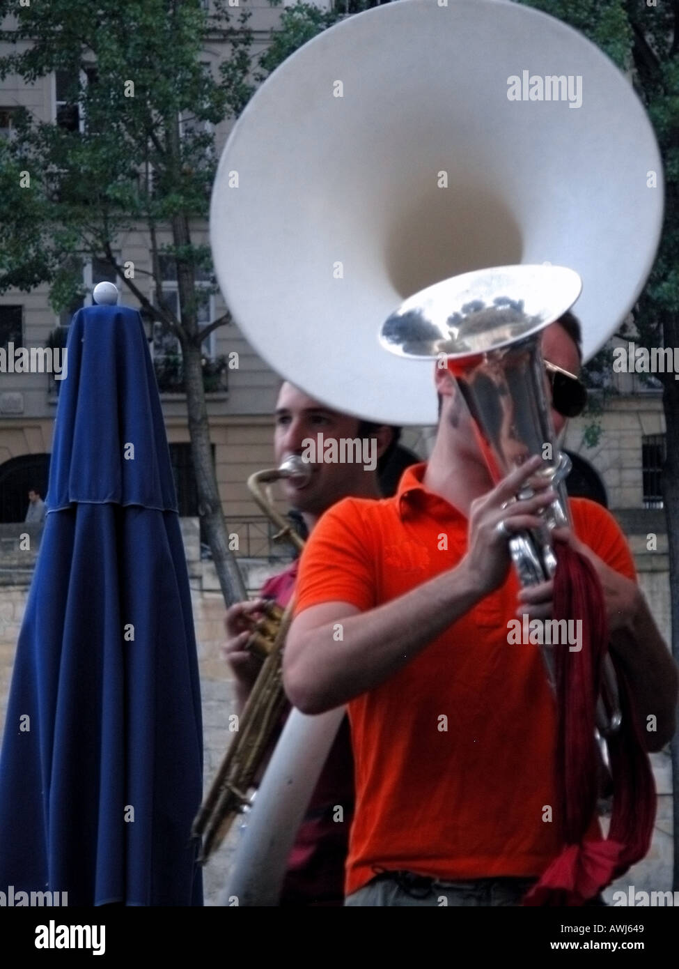 France Paris musicians playing brass instruments at Paris-Plage Stock ...