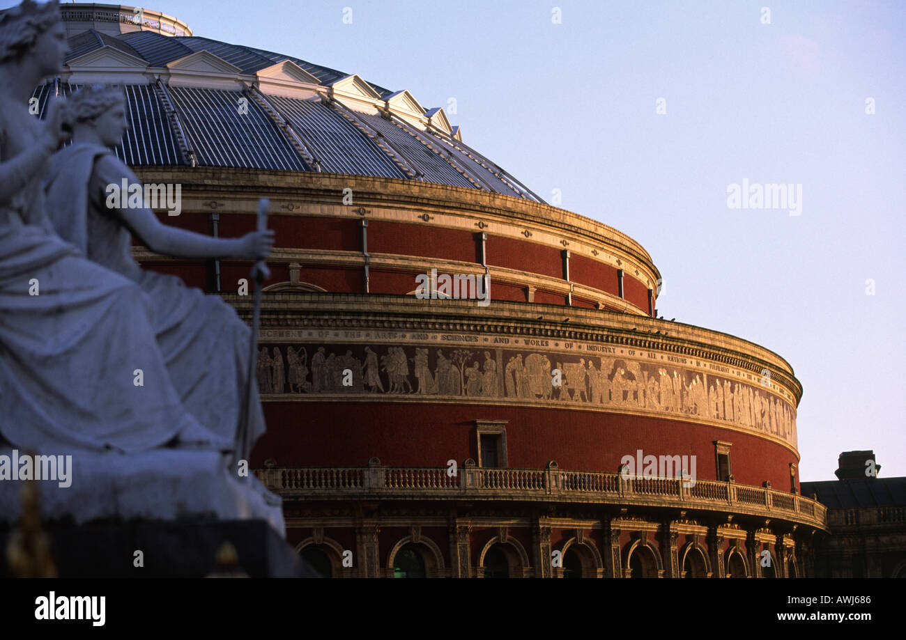 Detail of the Royal Albert Hall in late afternoon sunshine, London, UK ...