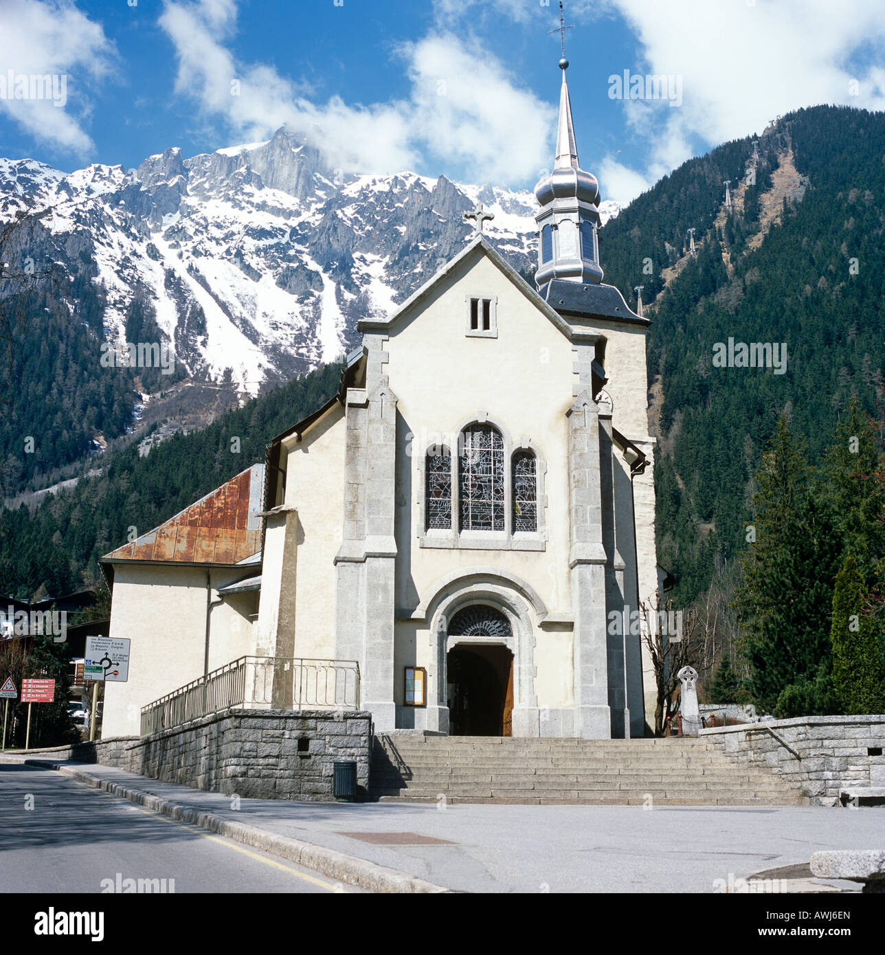 Old Church Chamonix Town France Stock Photo - Alamy