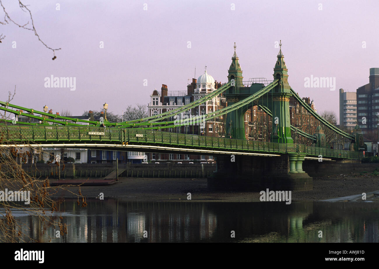 Hammersmith Bridge river crossing in West London, UK Stock Photo - Alamy