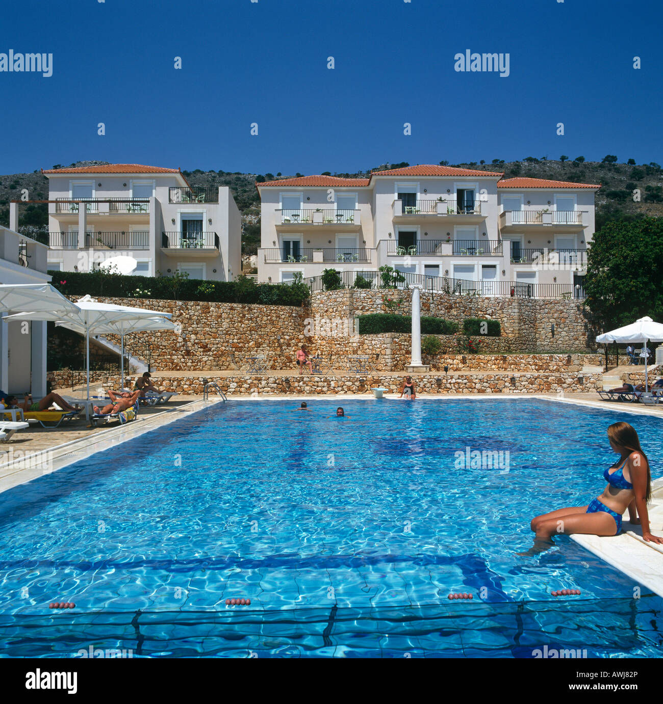 Swimming Pool In A villa Complex Rhodes Greek Islands Hellas Stock ...