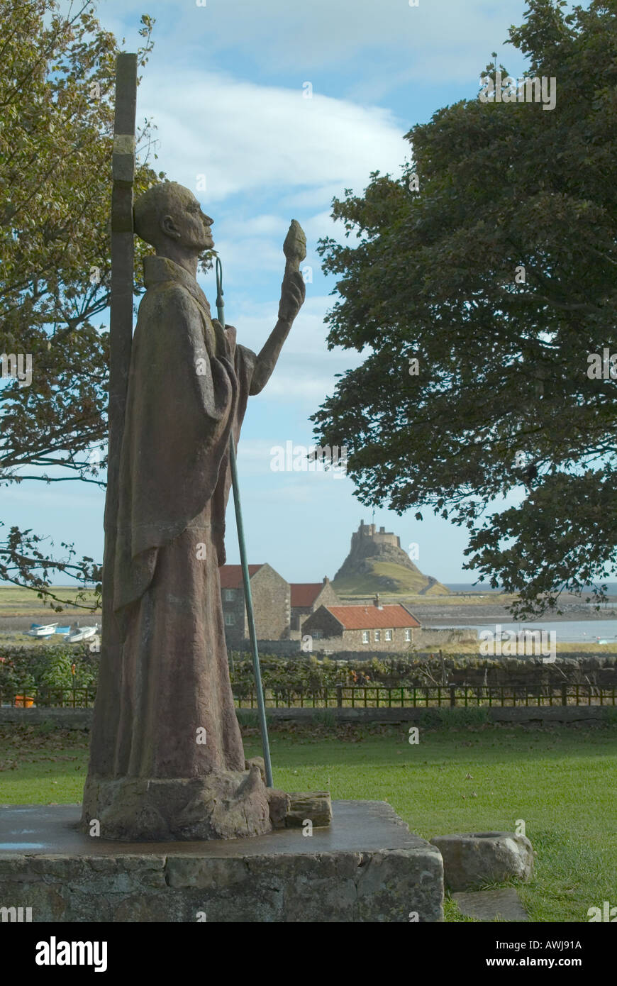 Statue of St Aiden Stock Photo - Alamy