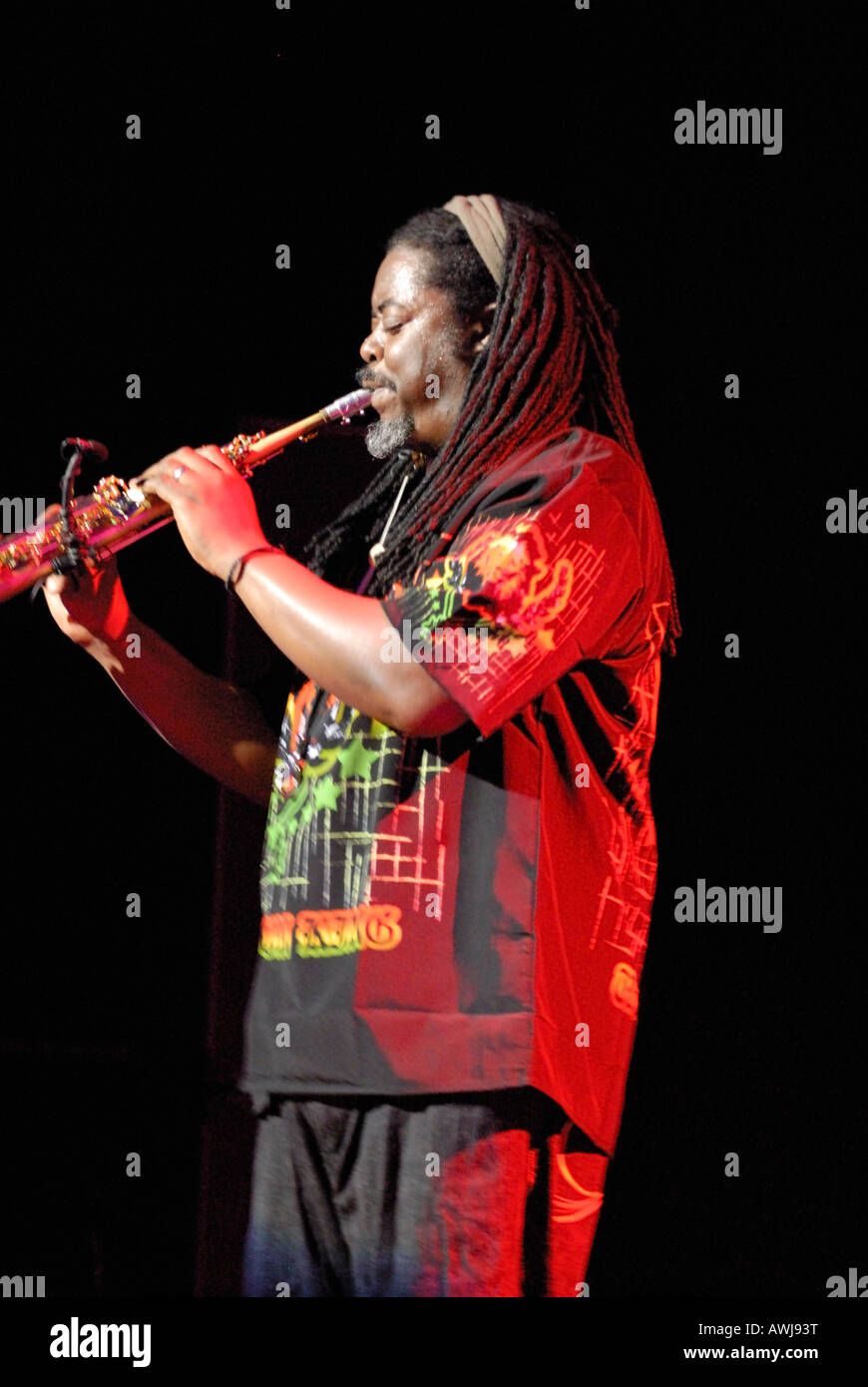 Courtney Pine playing saxophone at The Opera House in Bournemouth Stock ...