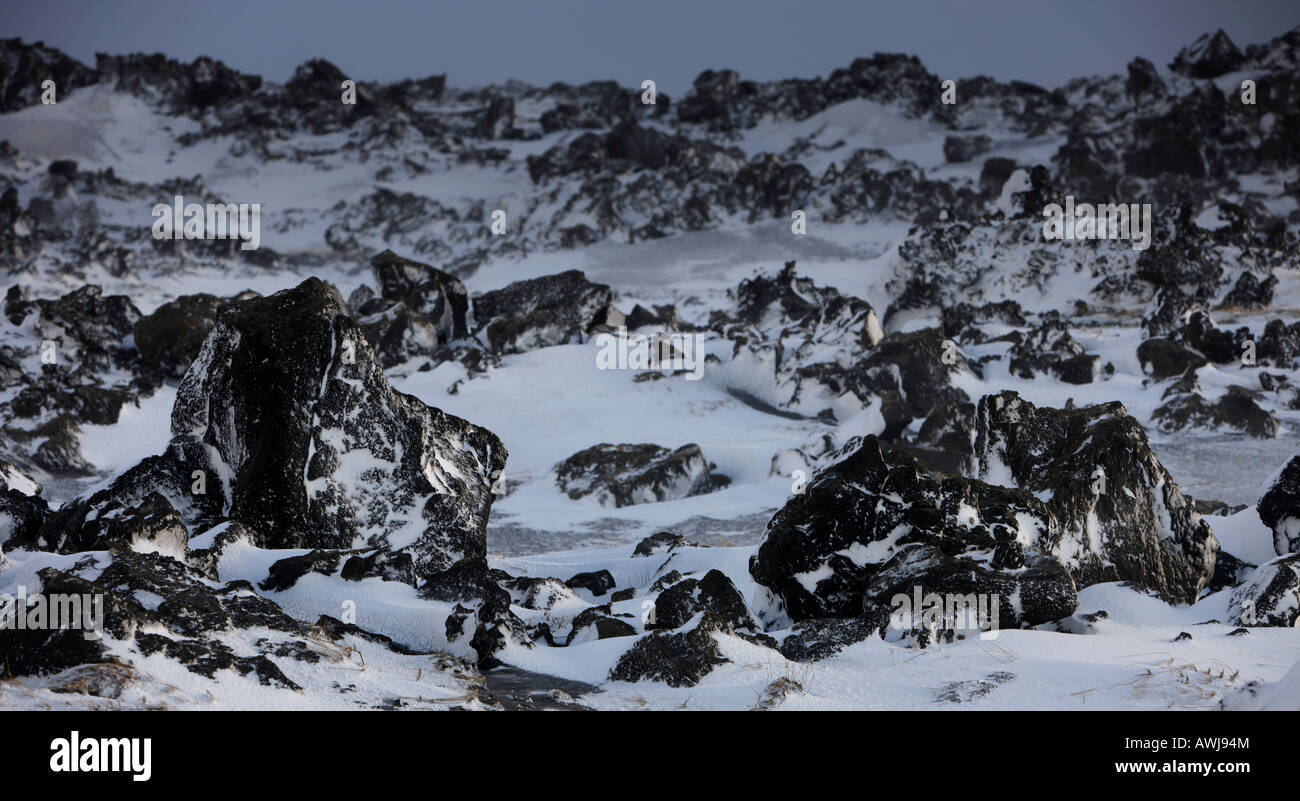 Snow and lava in Reykjanes Iceland Stock Photo - Alamy
