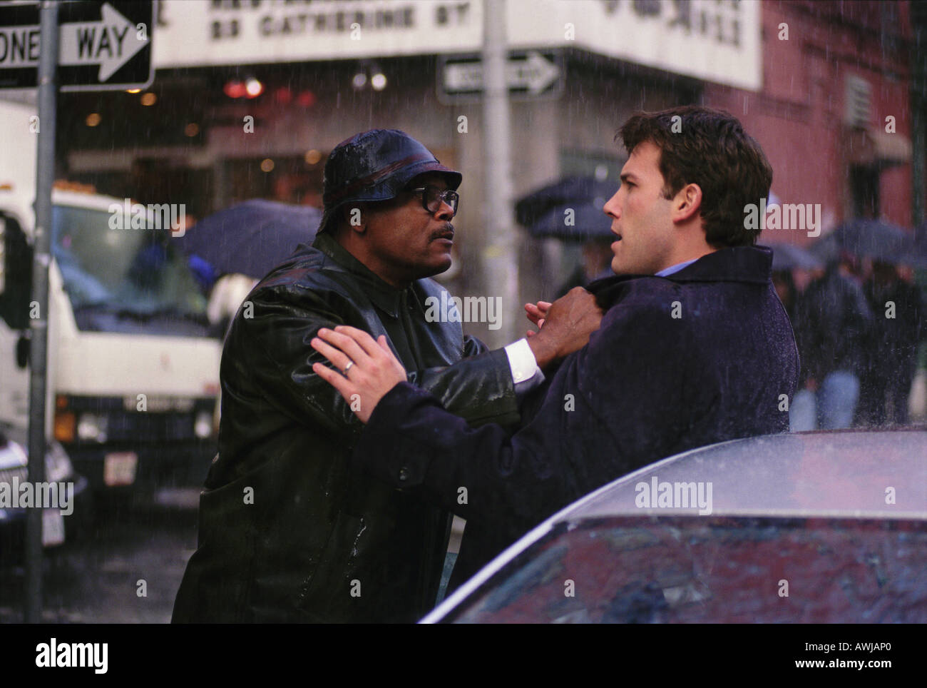 CHANGING LANES 2002 Paramount film with Ben Affleck at right and Samuel ...