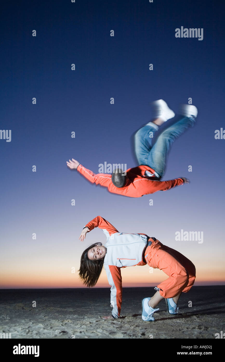 young couple breakdancing Stock Photo - Alamy