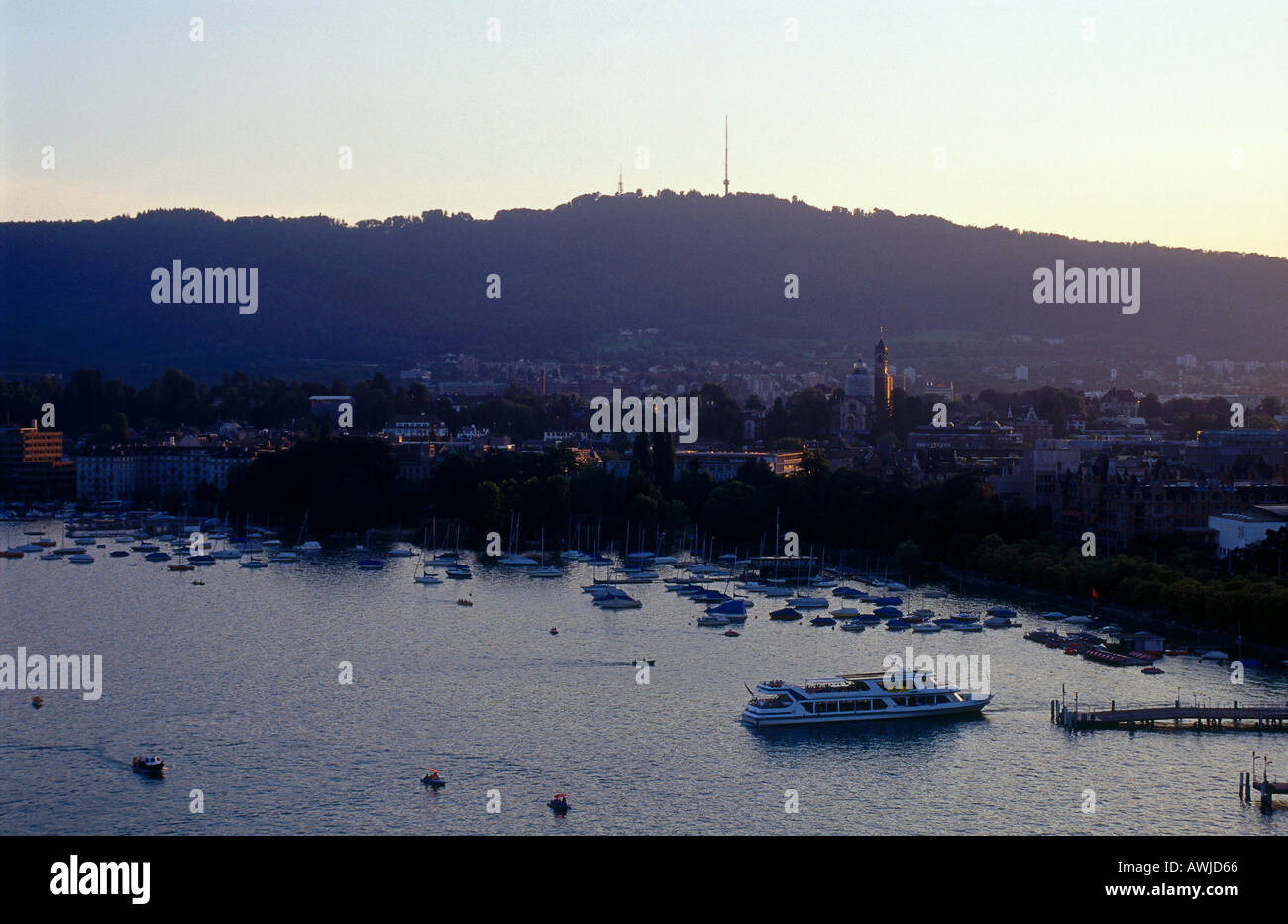 Aerial view of boats at harbor, Zurich, Switzerland Stock Photo - Alamy