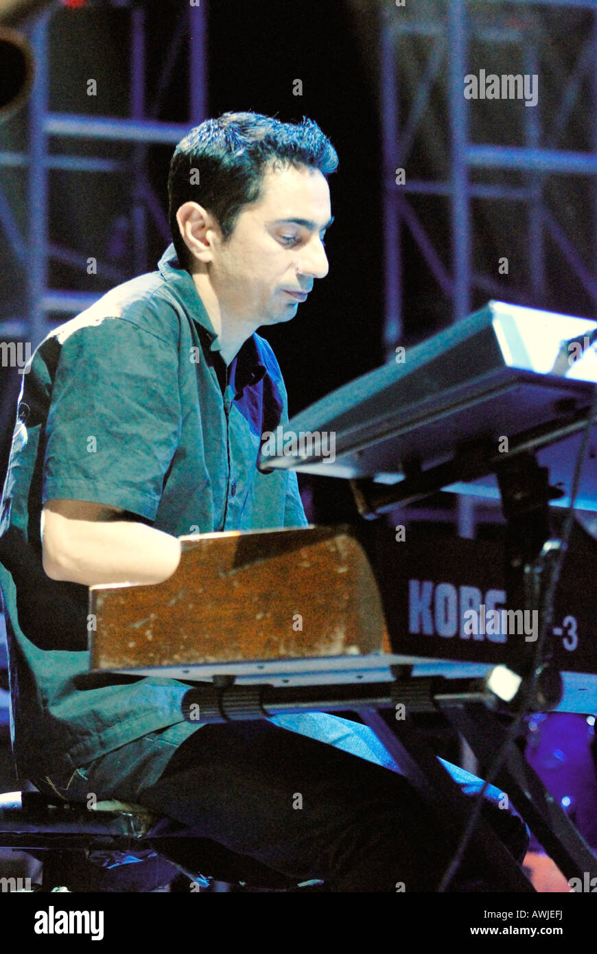 Chris Jerome playing keyboards with Courtney Pine at The Opera House in ...