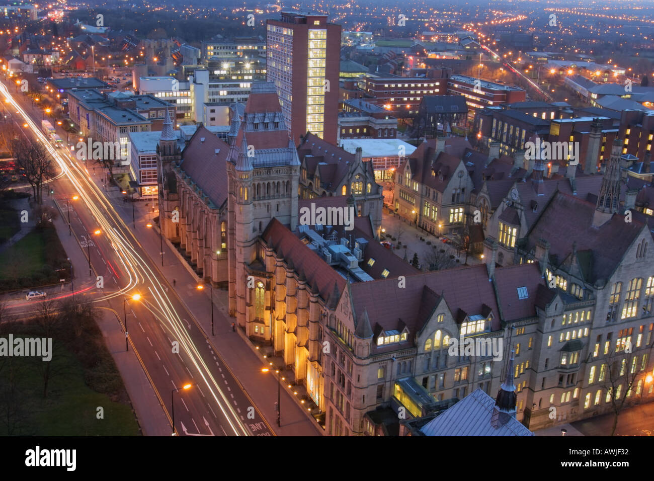 Aerial view of University of Manchester UK campus looking south Stock ...