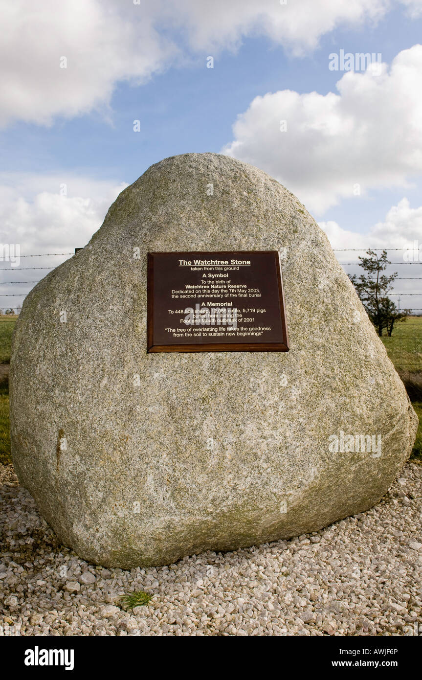 the Watchtree Stone a memorial marker at the Great Orton FMD burial ...
