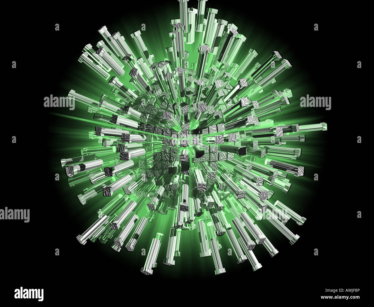 Green exploding virus-ball Stock Photo - Alamy