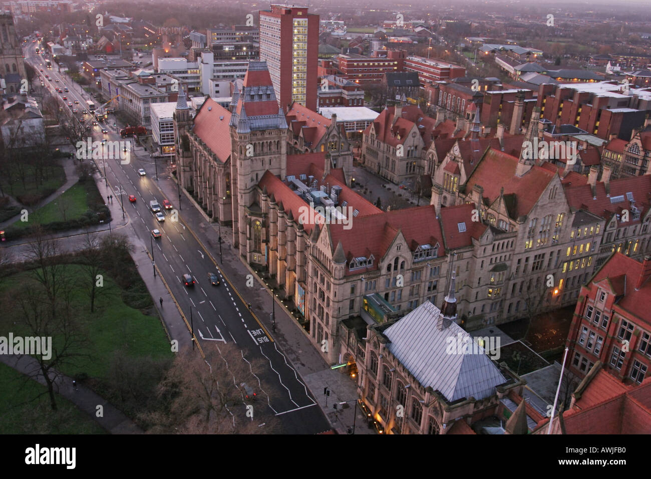 Aerial view of University of Manchester UK campus looking south Stock ...