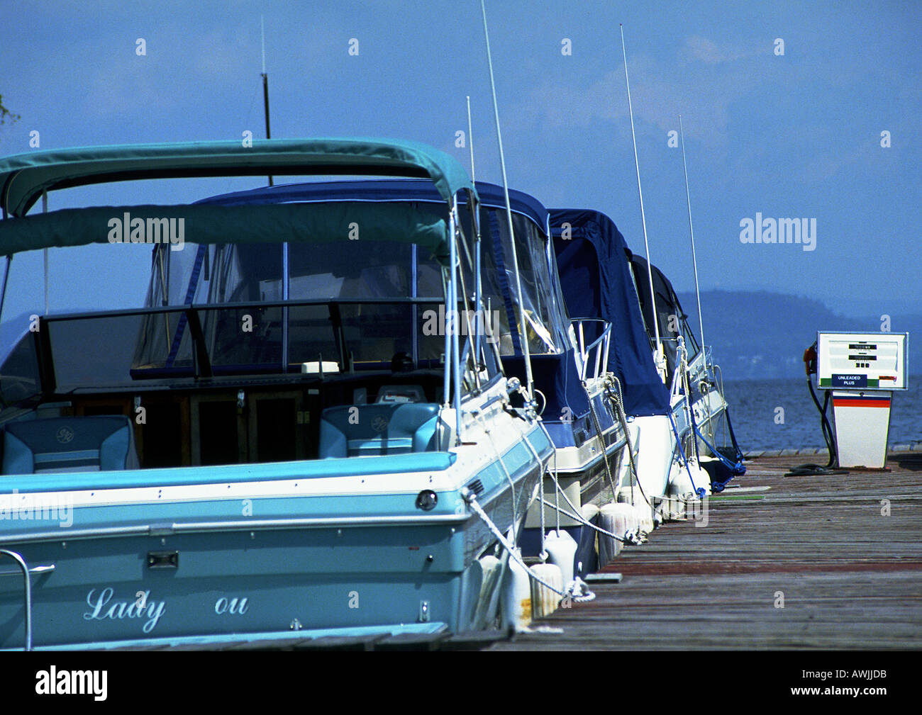 United States, boats docked, rear view Stock Photo - Alamy