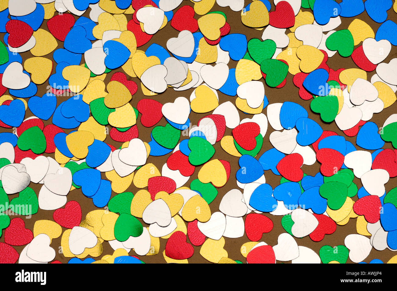 Multi coloured metallic heart shapes Stock Photo - Alamy