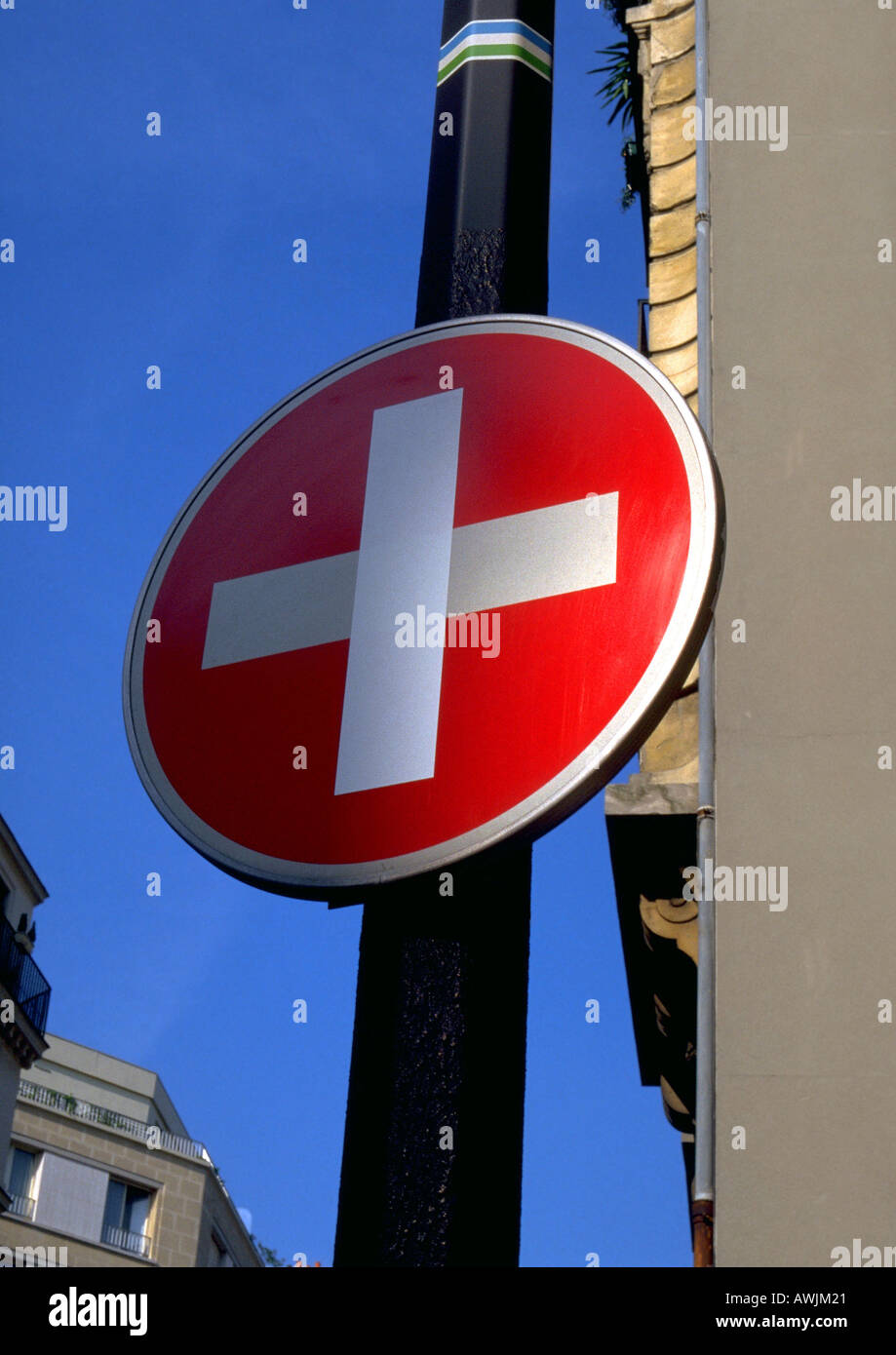 No entry sign taped over to make cross Stock Photo - Alamy
