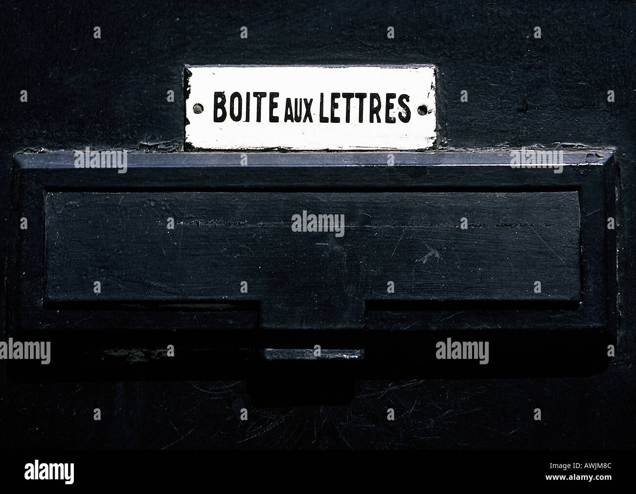 Letter box sign in French over mail box Stock Photo - Alamy