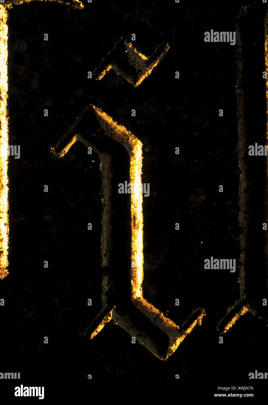 I, text, embossed Stock Photo - Alamy