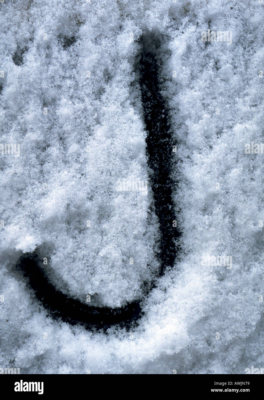 J, text, in snow Stock Photo - Alamy