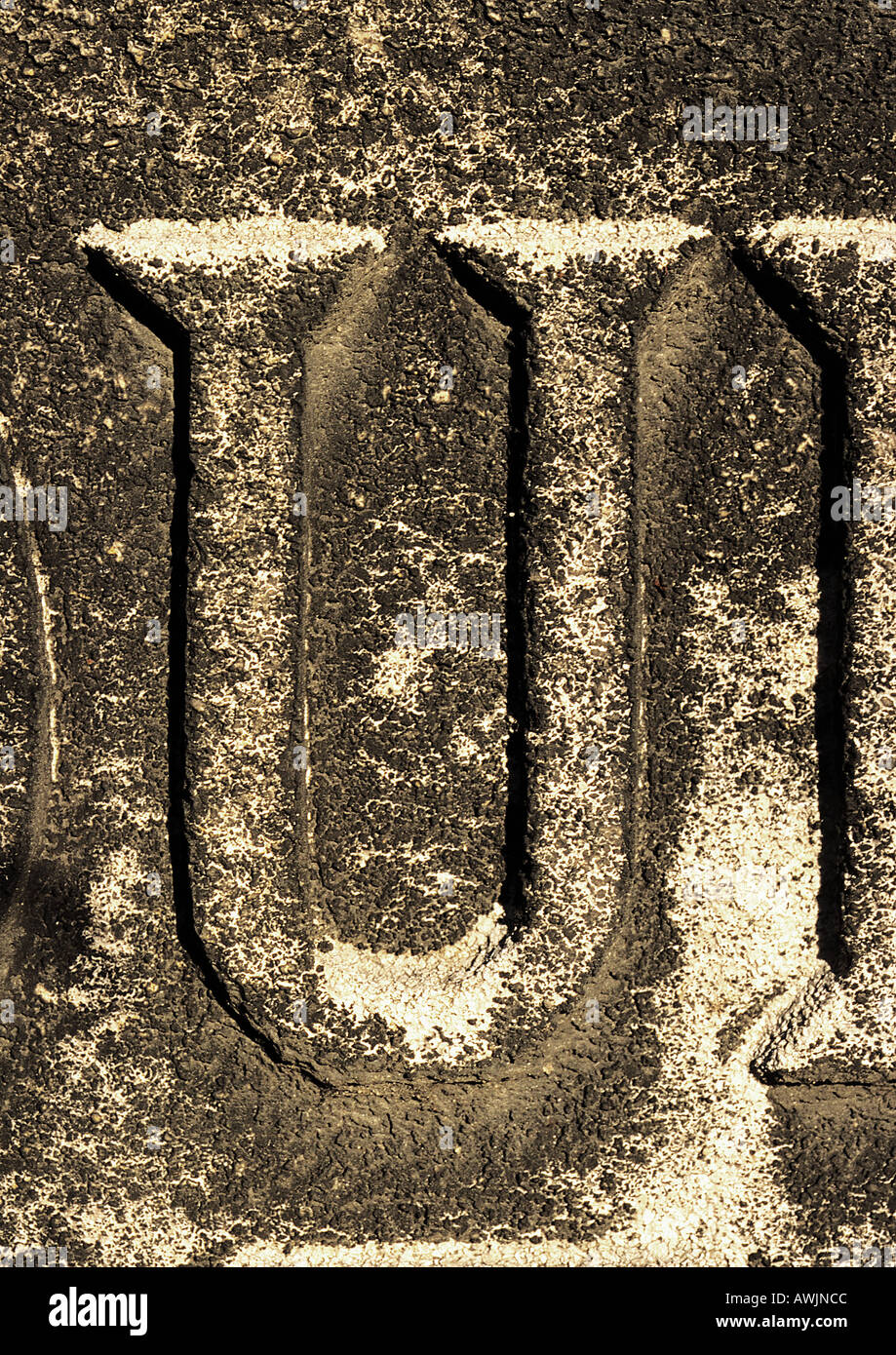 U, text, carved Stock Photo - Alamy