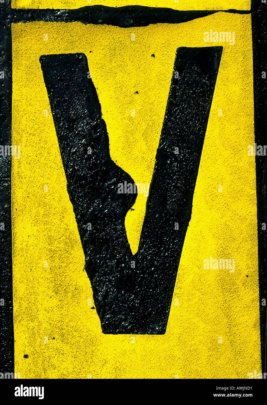 V, text, painted Stock Photo - Alamy